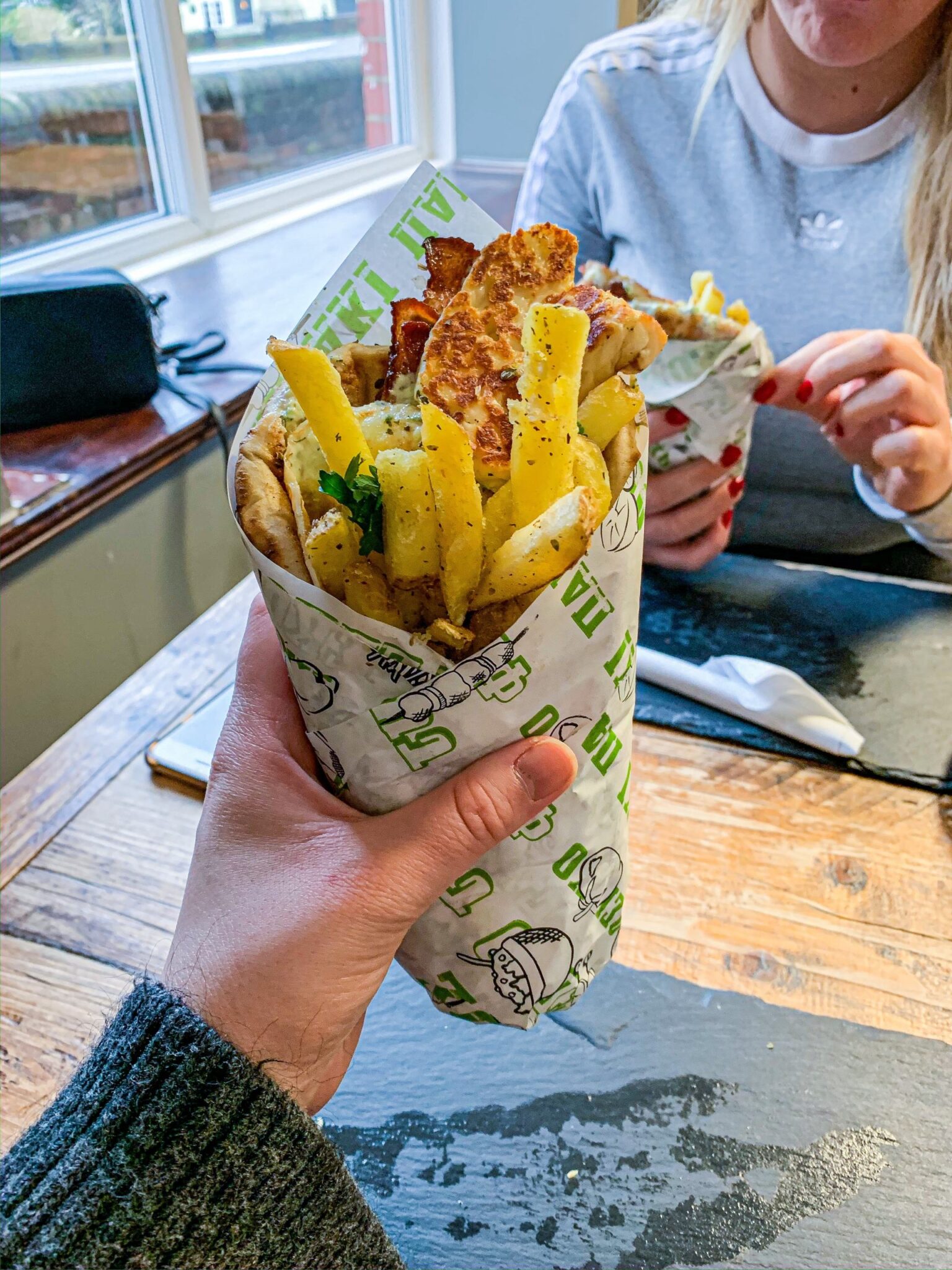 Breakfast Gyros at Nico’s, Horndean - Kat Got Your Tongue?